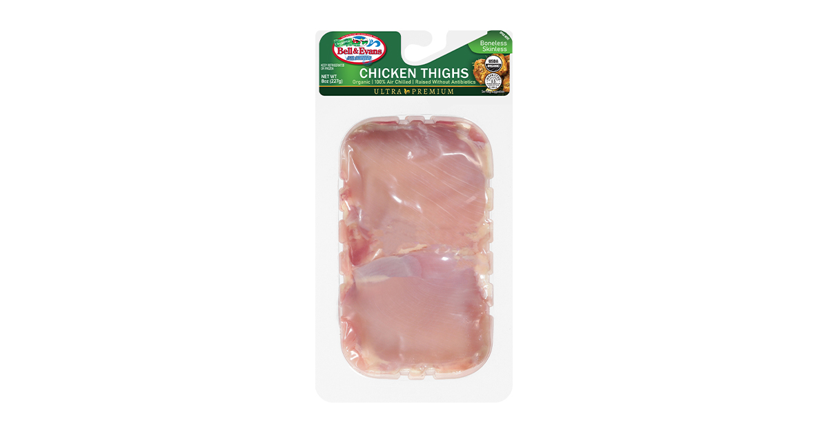 Organic Single Serve Boneless, Skinless Chicken Thighs - Bell & Evans